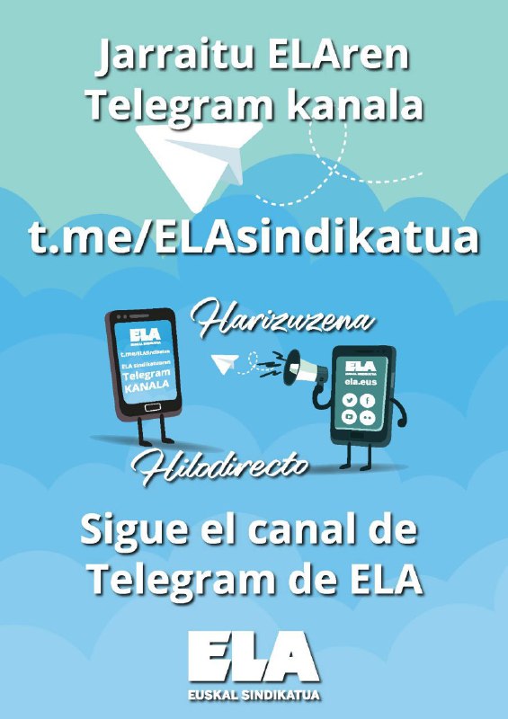 Martxan da ELAren Telegram kanala! — ELA Sindikatua